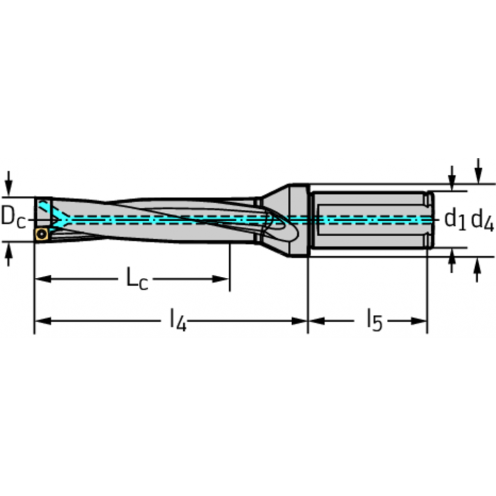 Burghiu B4215 • Xtratec • 5xD • Parallel shank with flat • inch • Dc=17,9mm